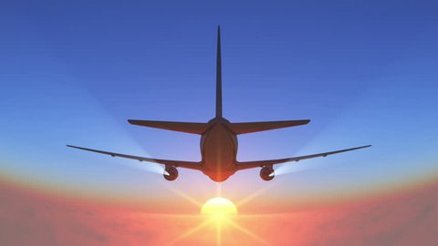 Fourengine Airliner Flight Rear View Modern Stock Illustration ...