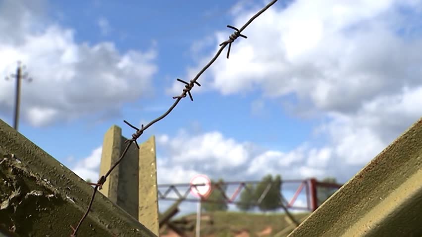 anti-tank obstacles installed on paved road Stock Footage Video (100% ...
