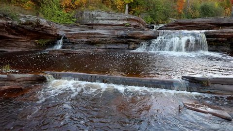 Bonanza Falls Autumn Big Iron River Stock Footage Video (100% Royalty ...