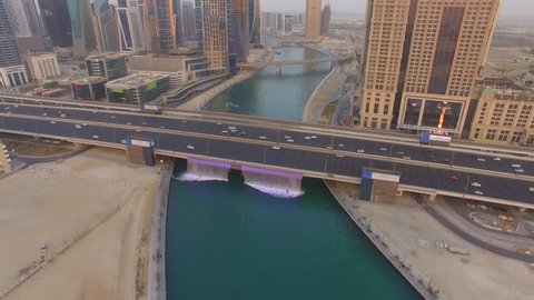 Aerial Illuminated Waterfall Sheikh Zayed Bridge Stock Footage Video ...