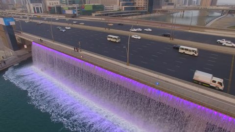 Aerial Illuminated Waterfall Sheikh Zayed Bridge Stock Footage Video ...