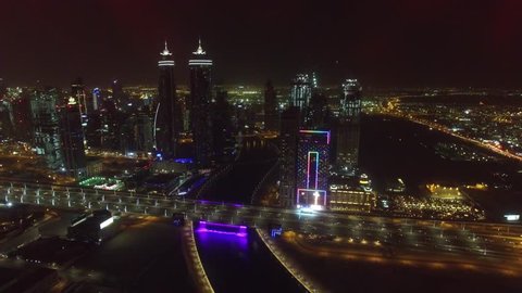 Aerial Illuminated Waterfall Sheikh Zayed Bridge Stock Footage Video ...