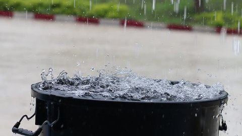 Raining Water Falling Full Bucket Rain Stock Footage Video (100% ...
