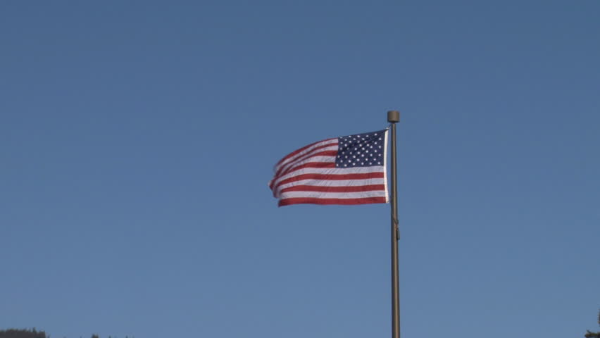 american flag blowing strong wind on Stock Footage Video (100% Royalty ...