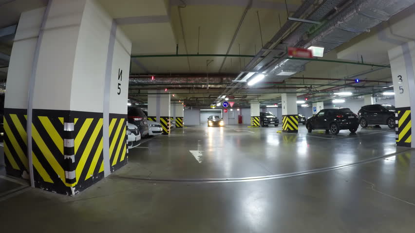 pov drive through underground parking city Stock Footage Video (100% ...