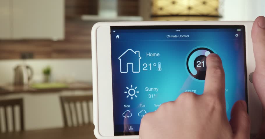 Controlling Temperature in the House Stock Footage Video (100% Royalty ...