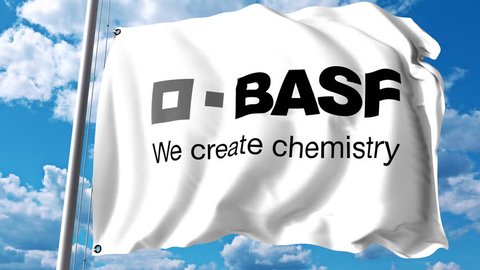 Waving Flag Basf Logo Against Clouds Stock Footage Video (100% Royalty ...