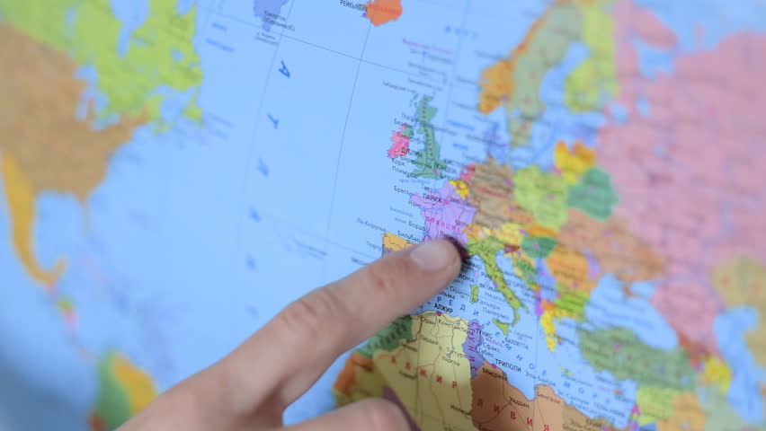 man's finger pointing location on paper Stock Footage Video (100% ...