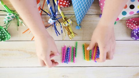 Accessories Kids Birthday Party On Wood Stock Footage Video (100% ...