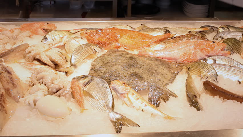 fresh fish arranged on table loaded Stock Footage Video (100% Royalty ...