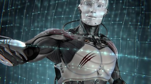 Businessman Operating Virtual Hud Interface Manipulating Stock Photo ...