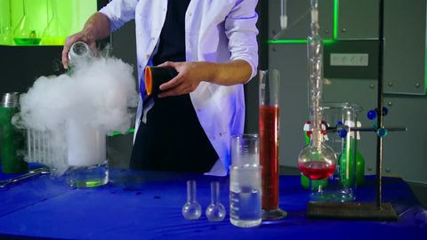 Young Chemist Making Experiments Laboratory Stock Footage Video (100% ...