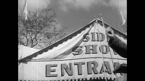 Circa 1940s 1940s Circus Sideshow Barker Stock Footage Video (100% ...