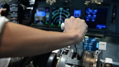 Hand Pilot Push Thrust Lever Handle Stock Footage Video (100% Royalty ...