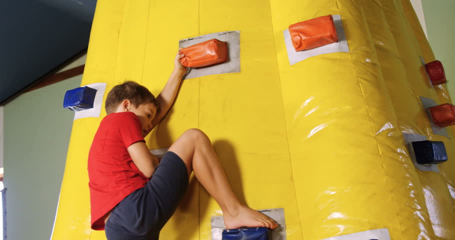 Rear View of Boy Climbing Stock Footage Video (100% Royalty-free ...