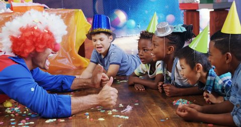Clown Playing Kids During Birthday Party Stock Footage Video (100% ...