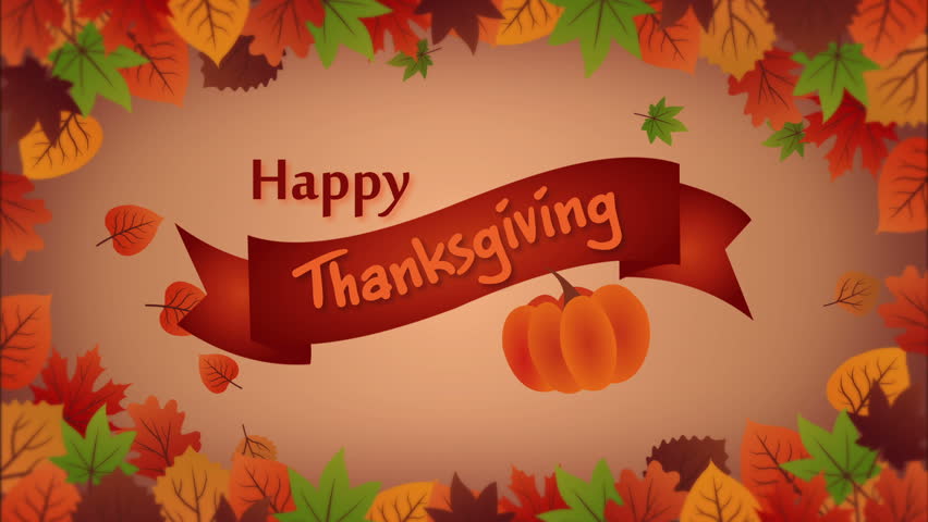 thanksgiving day animation falling leafes pumpkin Stock Footage Video ...