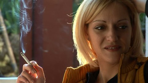 Young Pretty Girl Smoking Talking Closeup Stock Footage Video (100% ...