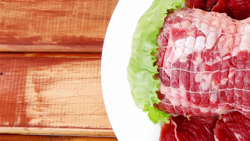 fresh red meat vegetables on wood Stock Footage Video (100% Royalty ...