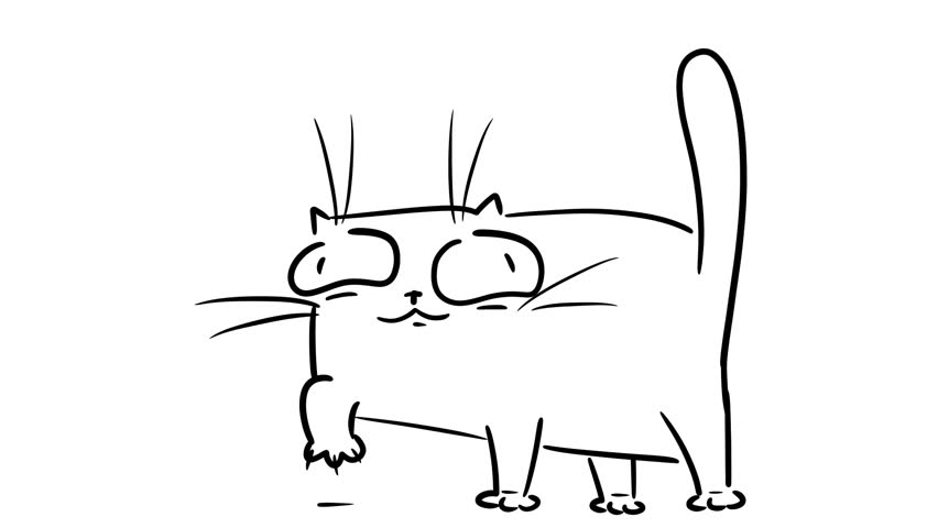 Treading Cat. Cartoon Cat. Hand Stock Footage Video (100% Royalty-free ...