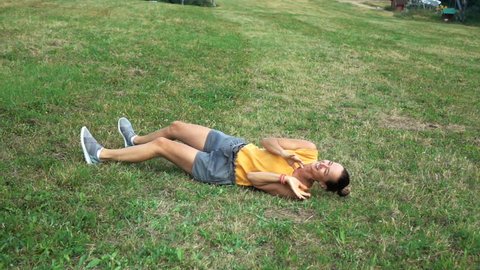 Happy Woman Rolling Down Hill Super Stock Footage Video (100% Royalty ...