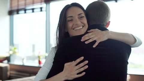 Stylish Colleagues Meet Hugs Each Other Stock Footage Video (100% ...
