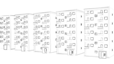 Animated Drawing Apartment Block Full Hd Stock Footage Video (100% ...