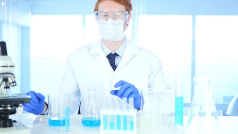 Scientist Working Laboratory Pouring Chemical Solution Stock Footage ...