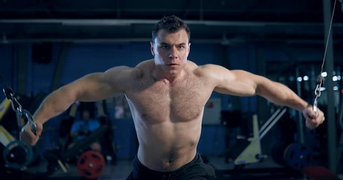 Bodybuilder Doing Exercise On Simulator Gym Stock Footage Video (100% ...