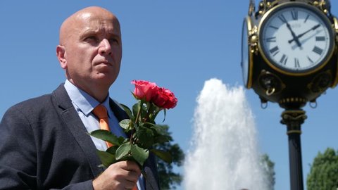 Man Walking Waiting Meeting Bunch Red Stock Footage Video (100% Royalty ...