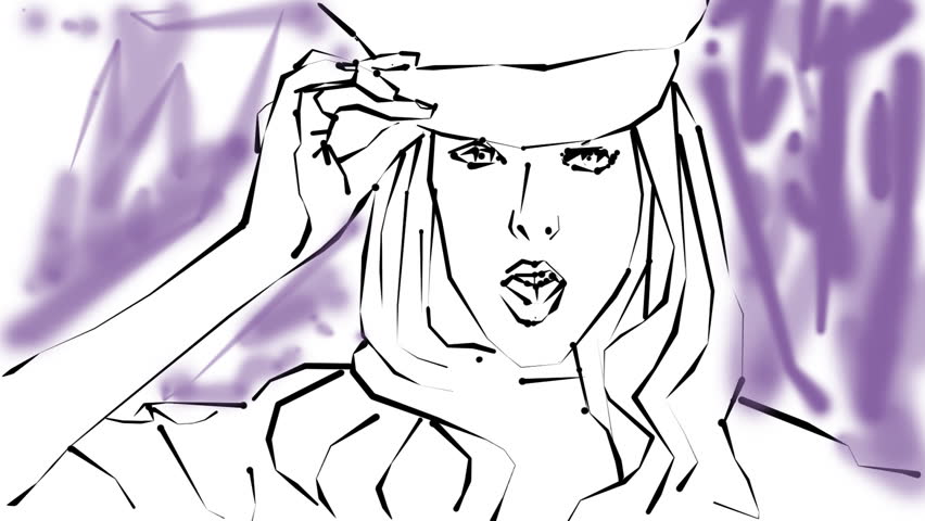 sketch girl loose line drawing colour Stock Footage Video (100% Royalty ...