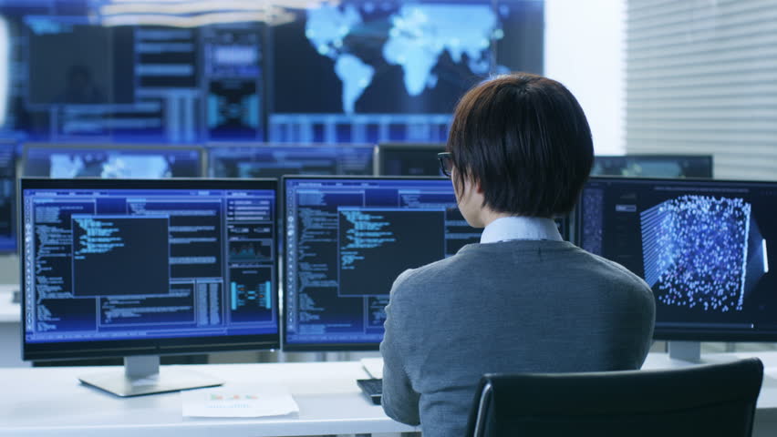 system control room technical operator stands Stock Footage Video (100% ...