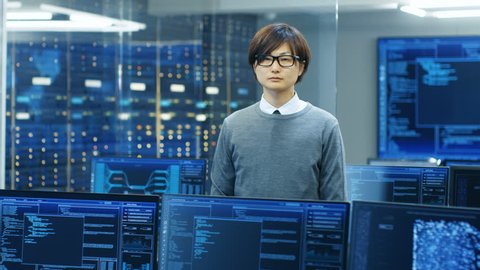 System Control Room Technical Operator Stands Stock Footage Video (100% ...