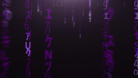 Flight Through Falling Purple Matrix Code Stock Footage Video (100% ...