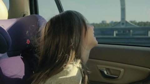 Cute Little Girl Riding Car Back Stock Footage Video (100% Royalty-free ...
