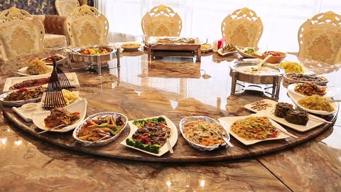 Chinese Restaurant Hotel Round Table Twisting Stock Footage Video (100% ...
