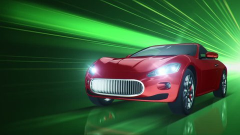 Animation Fast Ride Red Glossy Car Stock Footage Video (100% Royalty ...