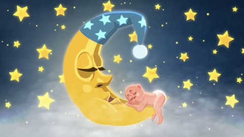 Animation Sleeping Cartoon Moon Baby Stock Footage Video (100% Royalty ...