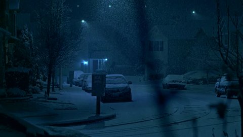 Night Time Snowfall City On Peaceful Stock Footage Video (100% Royalty ...