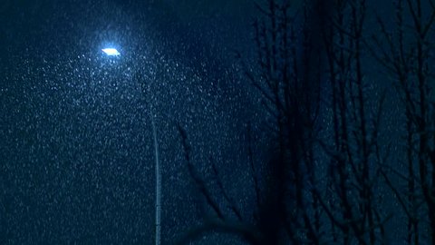 Night Time Snowfall City On Peaceful Stock Footage Video (100% Royalty ...