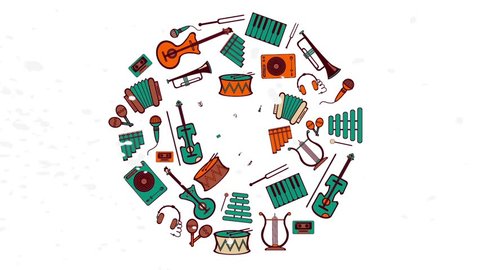 Animation Music Lovers Musical Instruments Circle Stock Footage Video ...