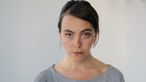 Sad Woman Looks Into Camera Looking Stock Footage Video (100% Royalty ...