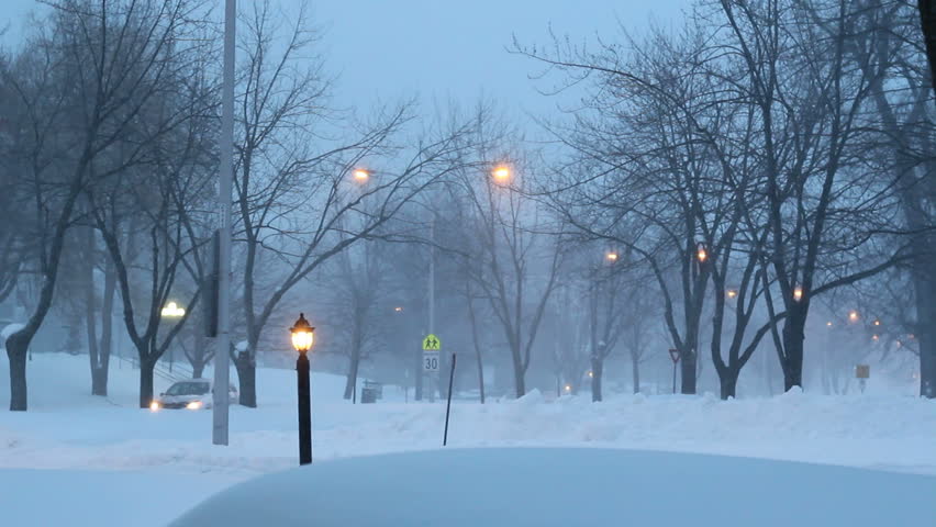 snowstorm street small town evening Stock Footage Video (100% Royalty ...