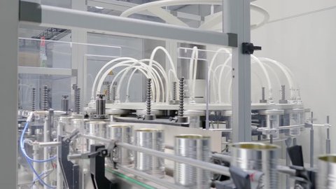 Empty Cans Production Process Pass Through Stock Footage Video (100% ...