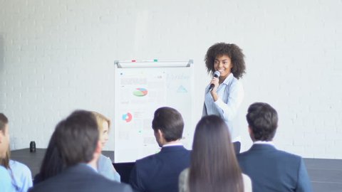 Group Business People Asking Question Businesswoman Stock Footage Video ...