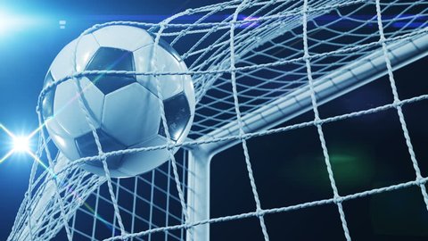 Soccer Ball Flying Goal Net Spinning Stock Footage Video (100% Royalty ...