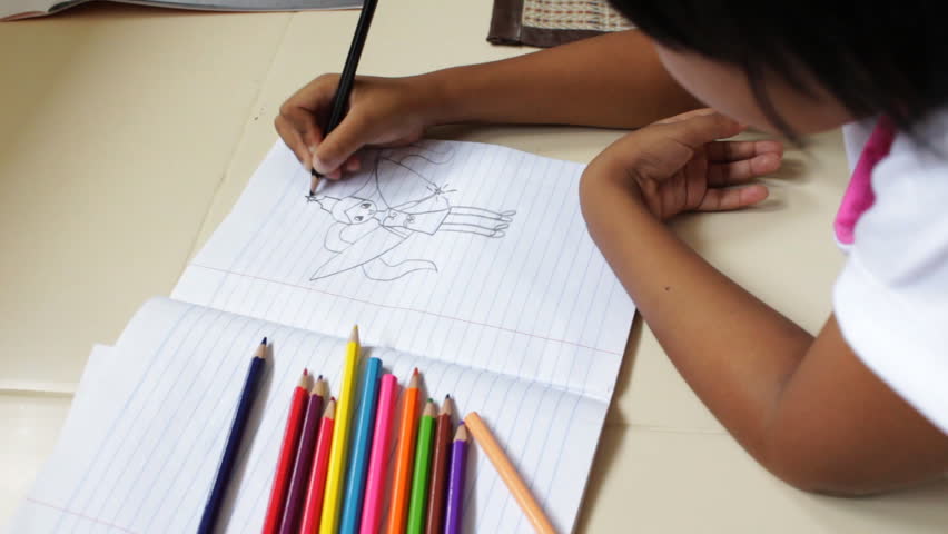 Child Drawing Stock Footage Video (100% Royalty-free) 3199789 ...