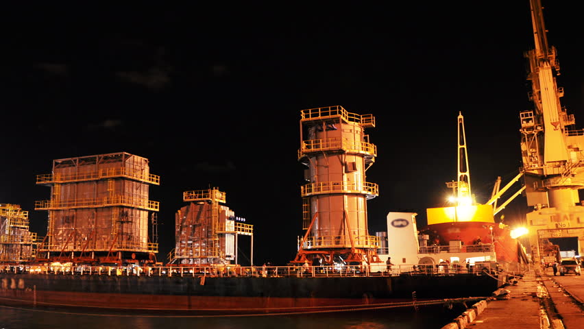 night scene chemical industrial jetty Stock Footage Video (100% Royalty ...