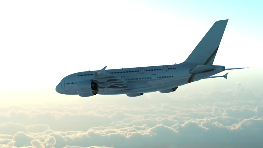 Shiny Passenger Plane Flying On Stock Footage Video (100% Royalty-free ...