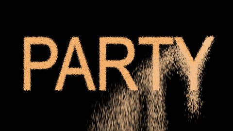 Word Party Appears Sand Crumbles Transparent Stock Footage Video (100% ...